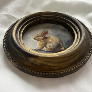 Original Framed Bunny Watercolor, Vintage Looking Rabbit Painting in ...