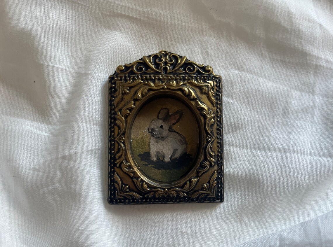 Vintage Framed Bunny Portrait Gothic Original Handmade Rabbit - Etsy