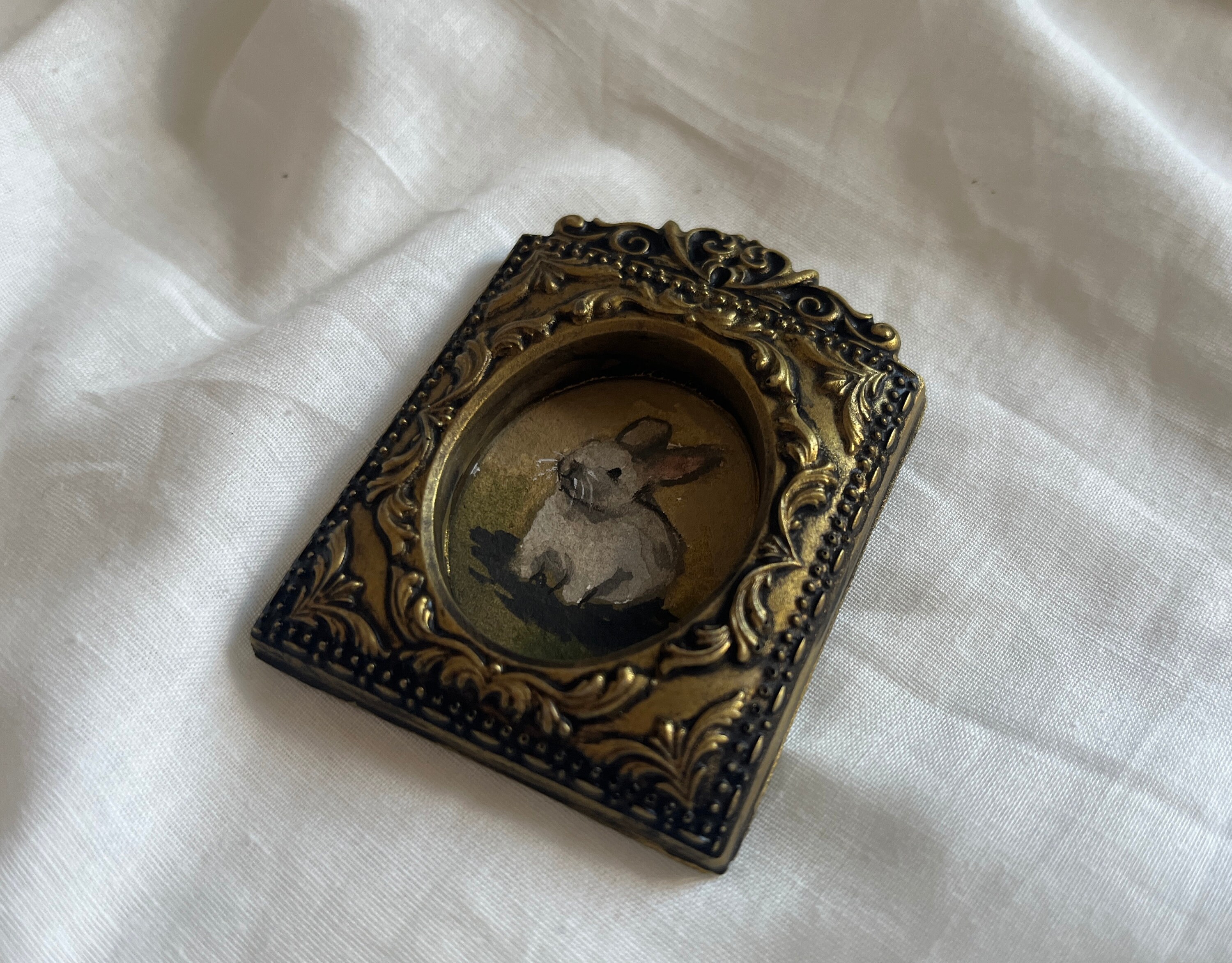 Vintage Framed Bunny Portrait Gothic Original Handmade Rabbit - Etsy