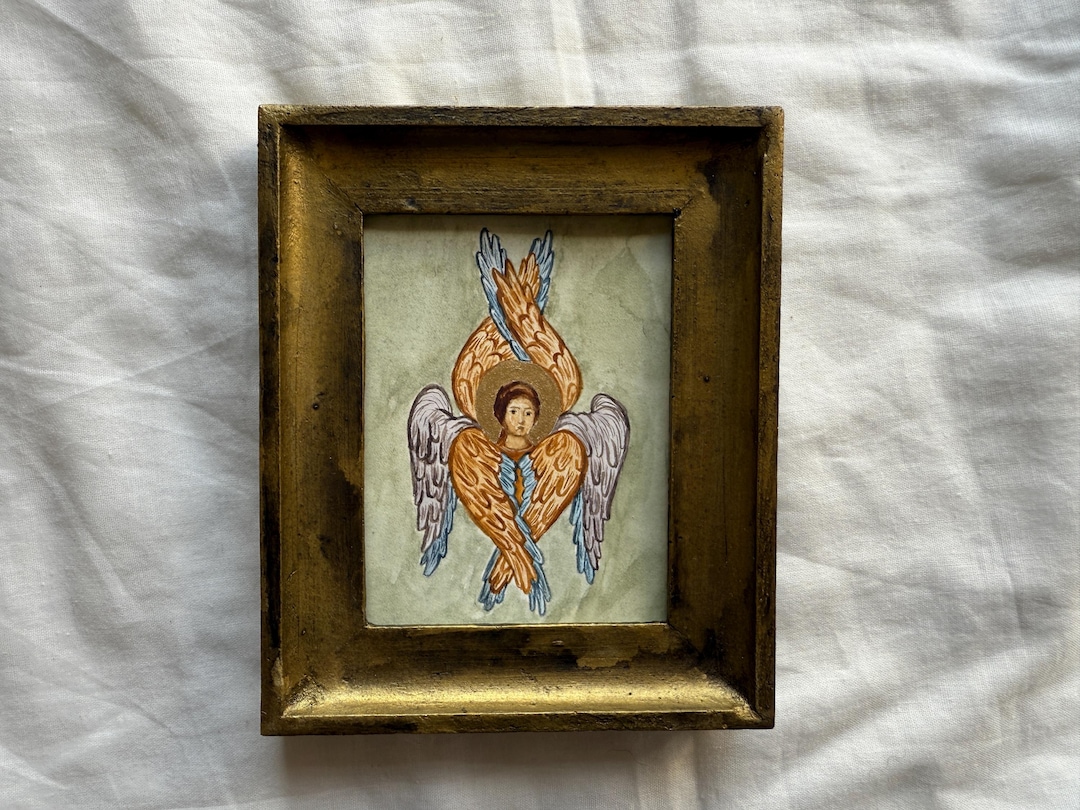 Mini Orthodox Cherub Watercolor – Small Gold-framed Angel Icon Art ...