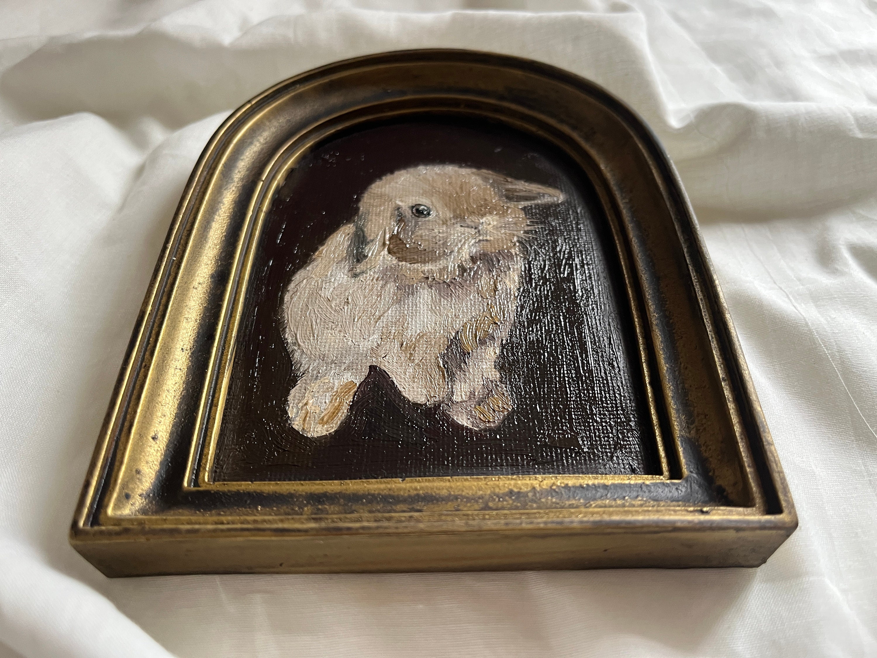 Vintage Framed Bunny Portrait Antique Original Handmade - Etsy