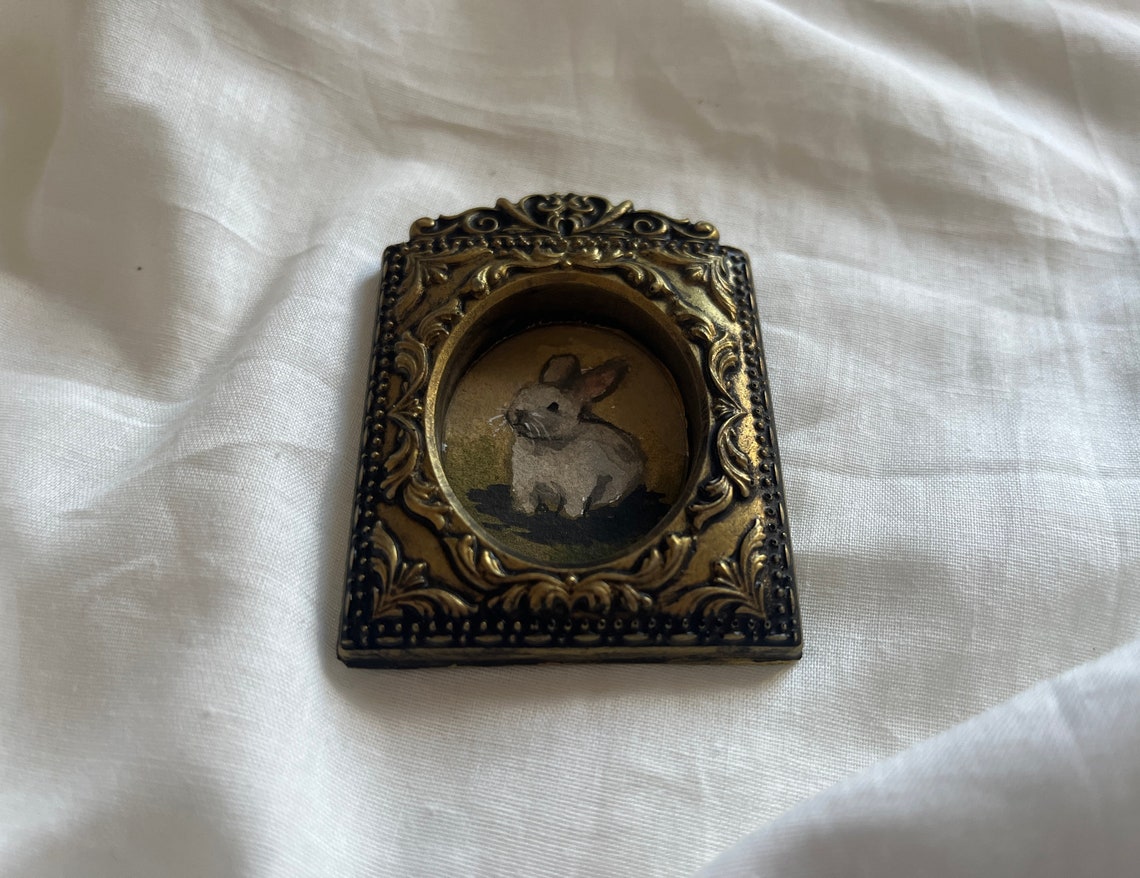 Vintage Framed Bunny Portrait Gothic Original Handmade Rabbit - Etsy