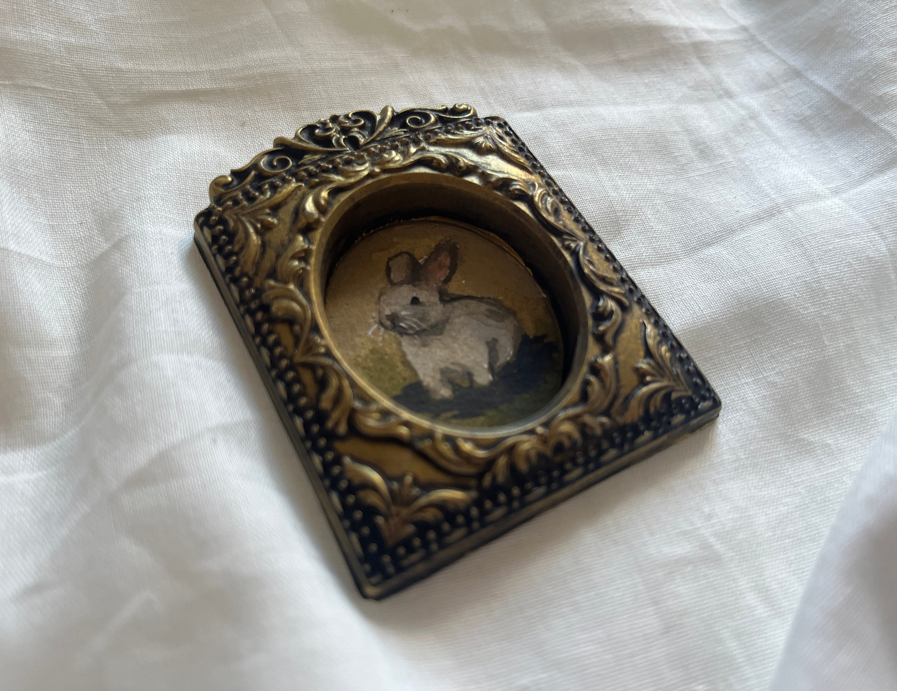 Vintage Framed Bunny Portrait Gothic Original Handmade Rabbit - Etsy