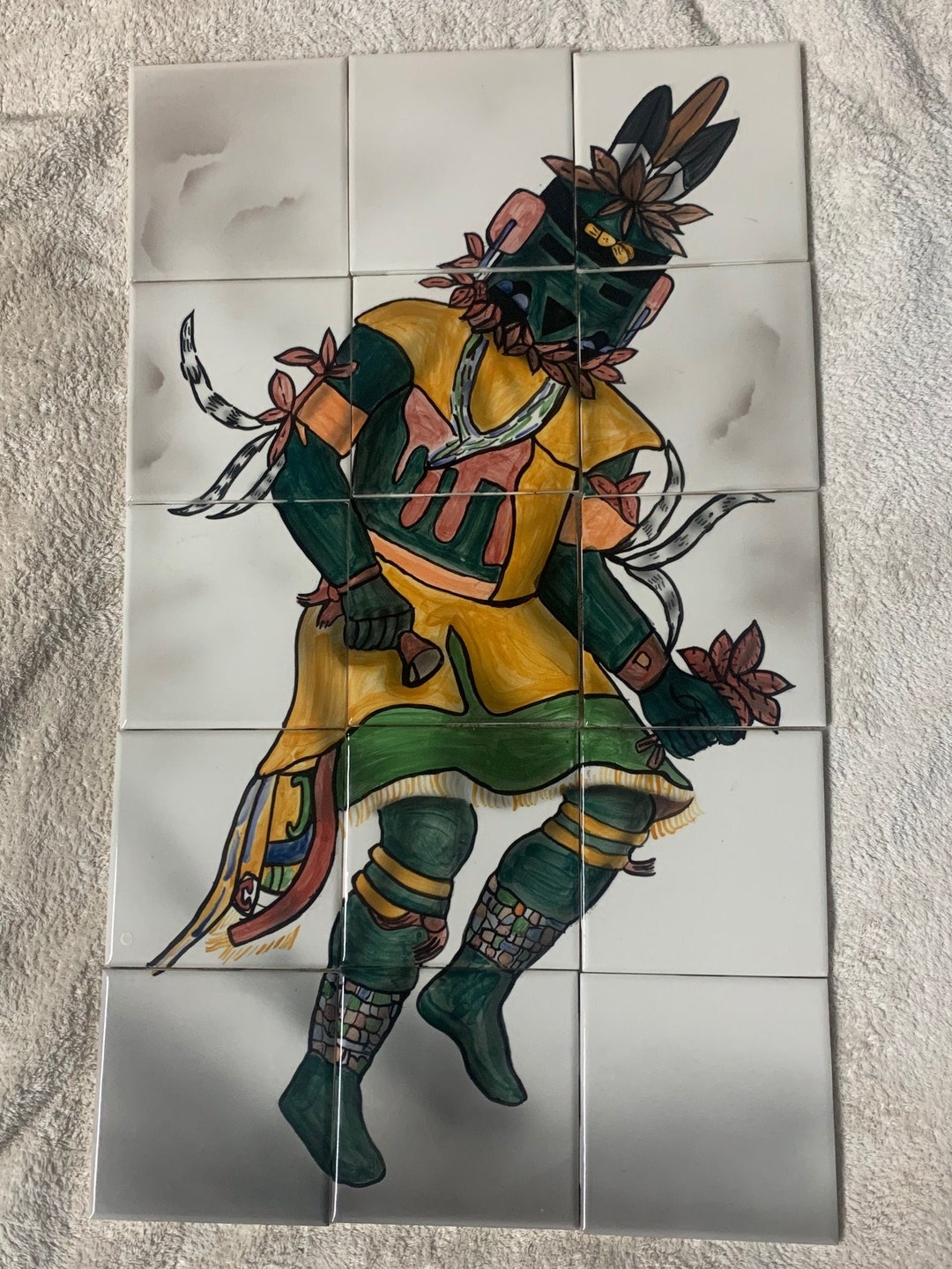 Painted Tile Mural Native American Kachina Dancer - Etsy