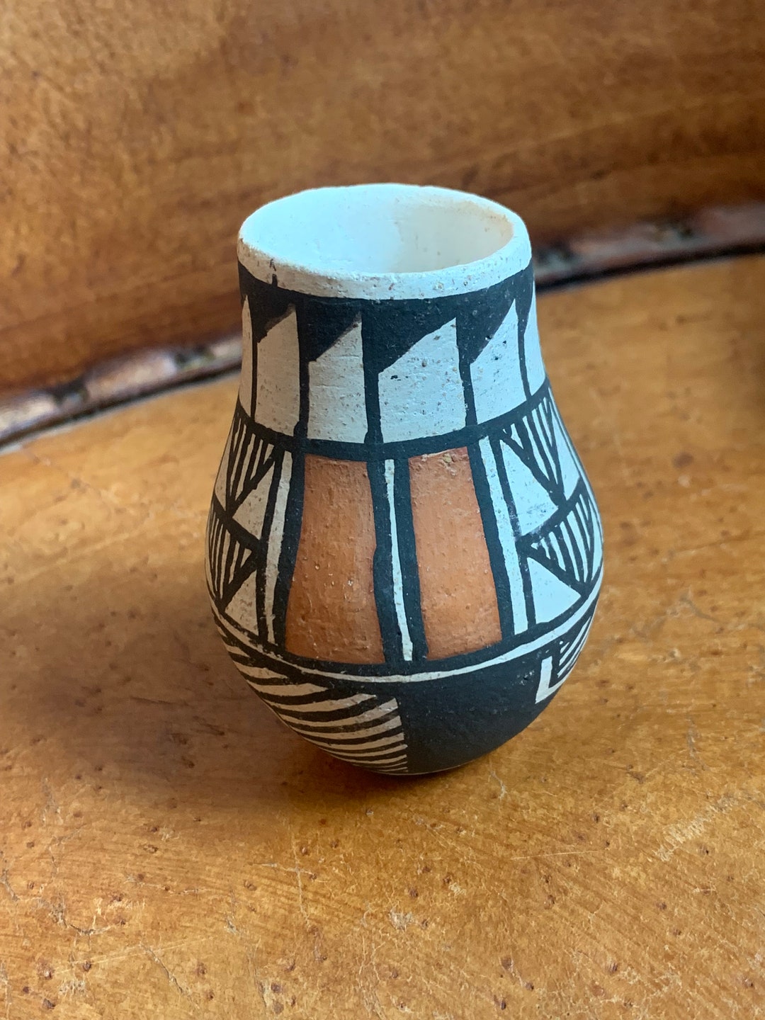 Native American Acoma Pueblo Miniature Polychrome Vessel Pot by P ...