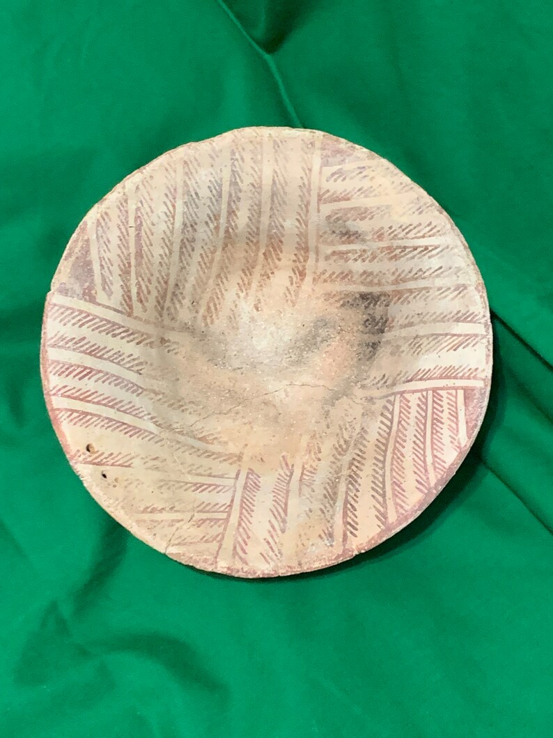 Native American Prehistoric Hohokam Santa Cruz Red On Buff Helmet Bowl