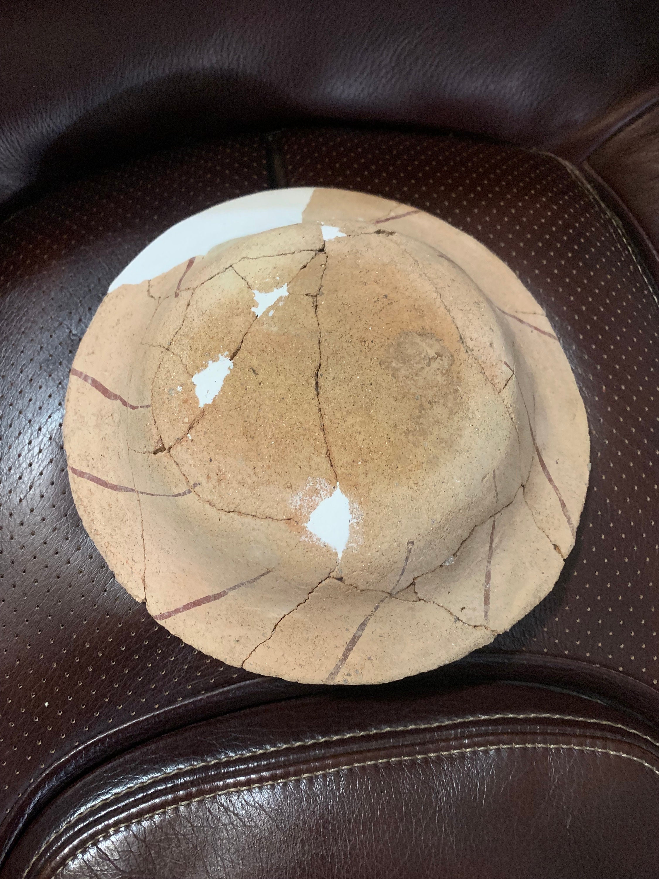 Native American Prehistoric Hohokam Santa Cruz Red On Buff Helmet Bowl