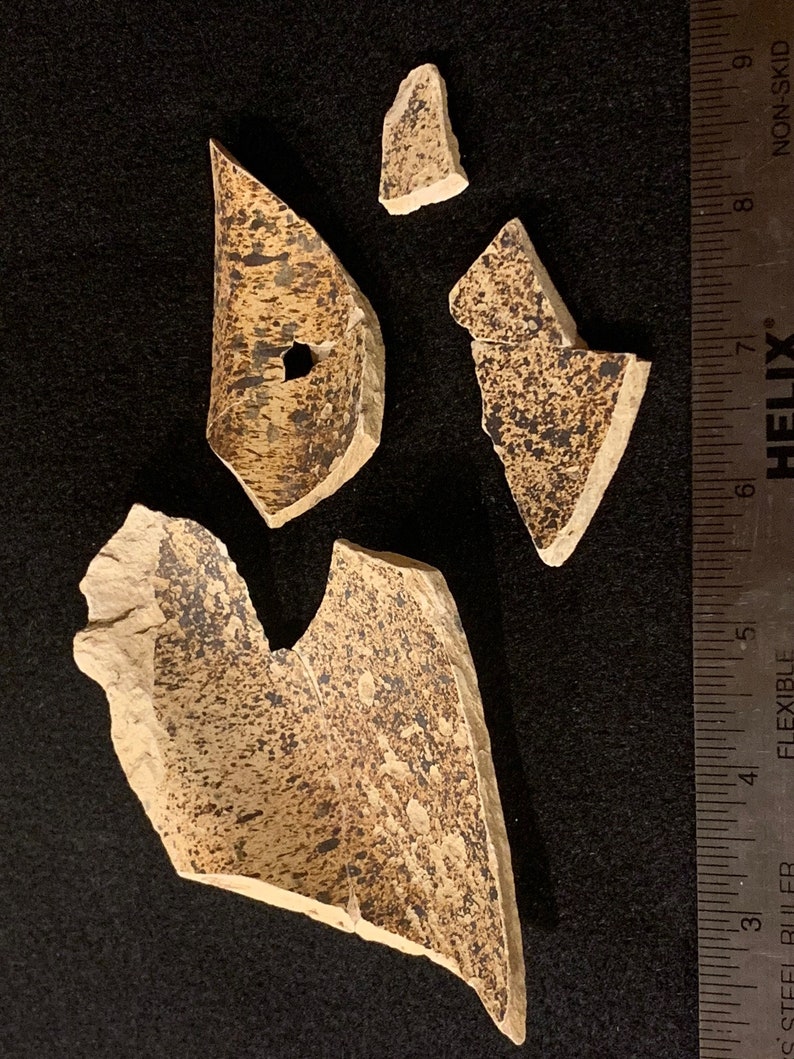 Prehistoric Anasazi Jeddito Black On Yellow Splatter Bowl Shards Native