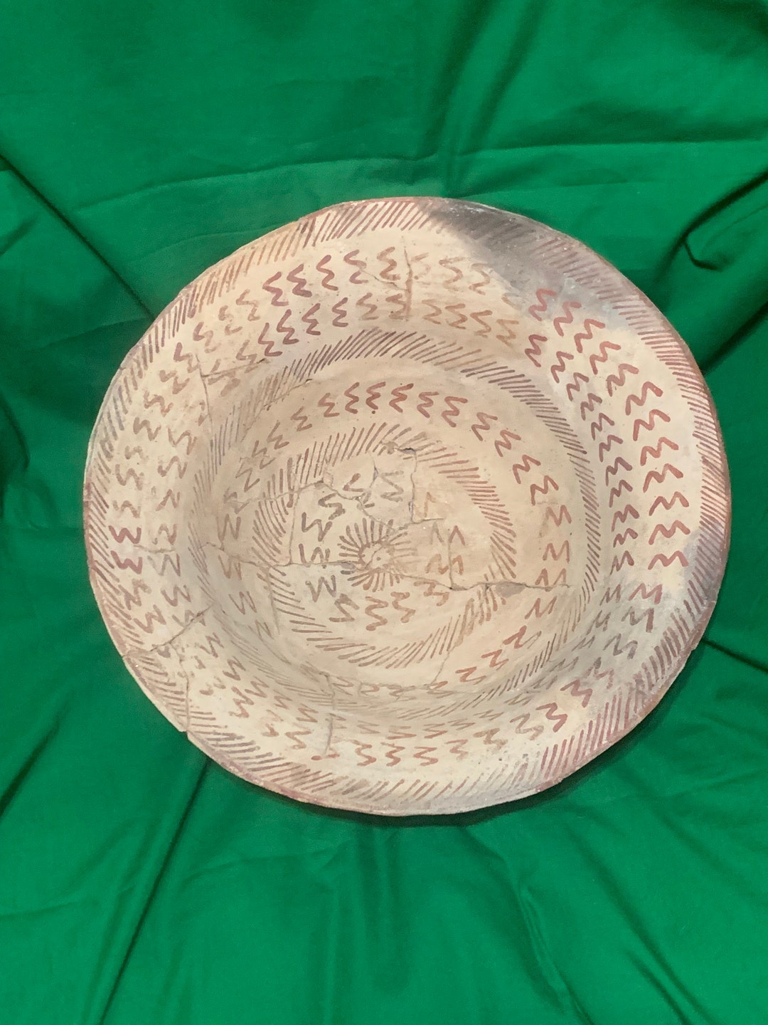 Native American Prehistoric Hohokam Sacaton Red On Buff Pottery Large