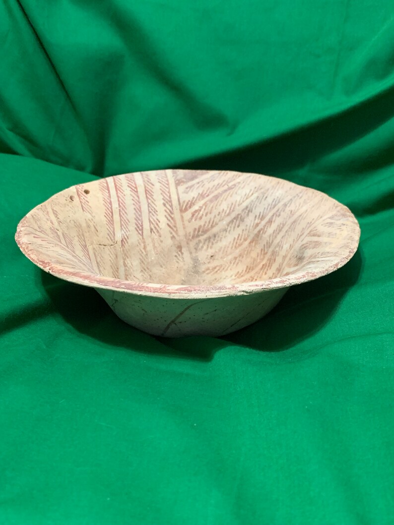 Native American Prehistoric Hohokam Santa Cruz Red On Buff Helmet Bowl