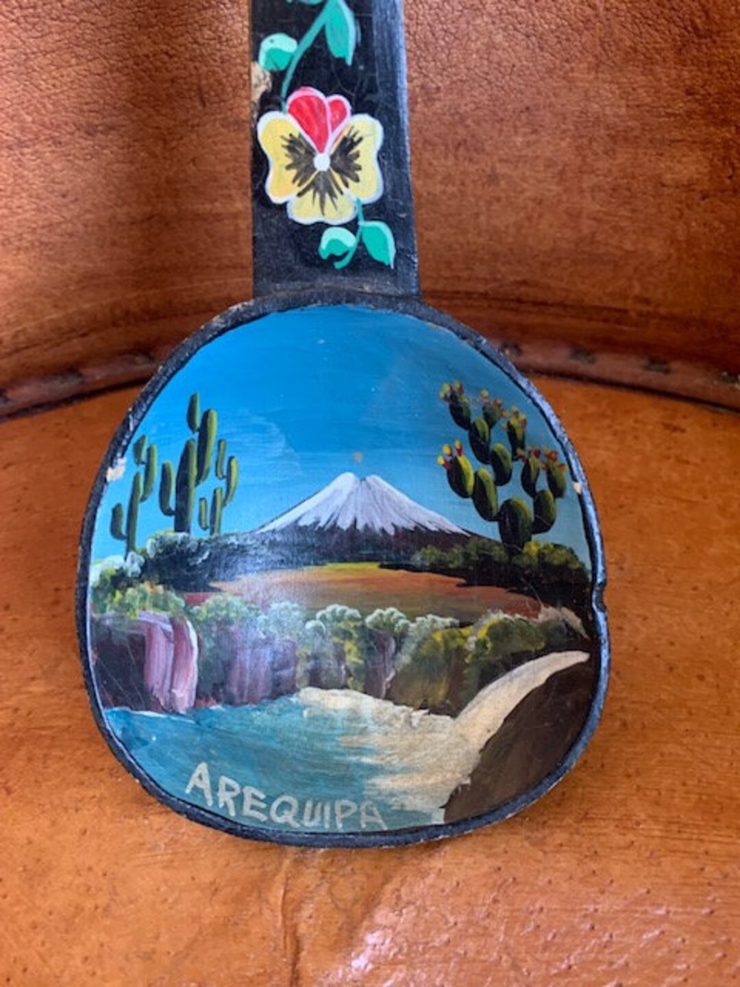 Vintage Painted Peruvian Wooden Spoon - Peru - Cacti - Etsy