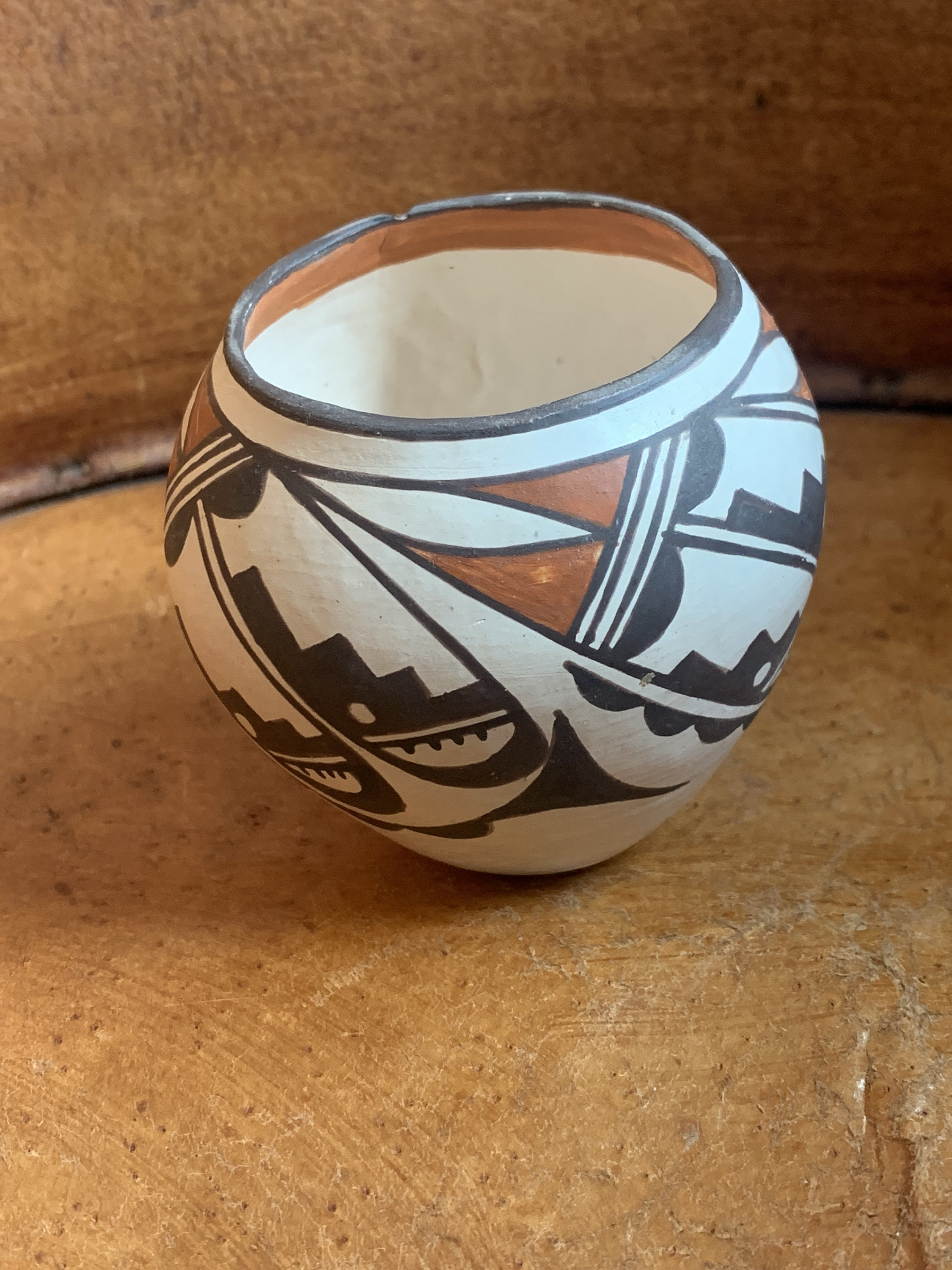 Native American Acoma Pueblo Polychrome Vessel Pot by Lowden Feather ...