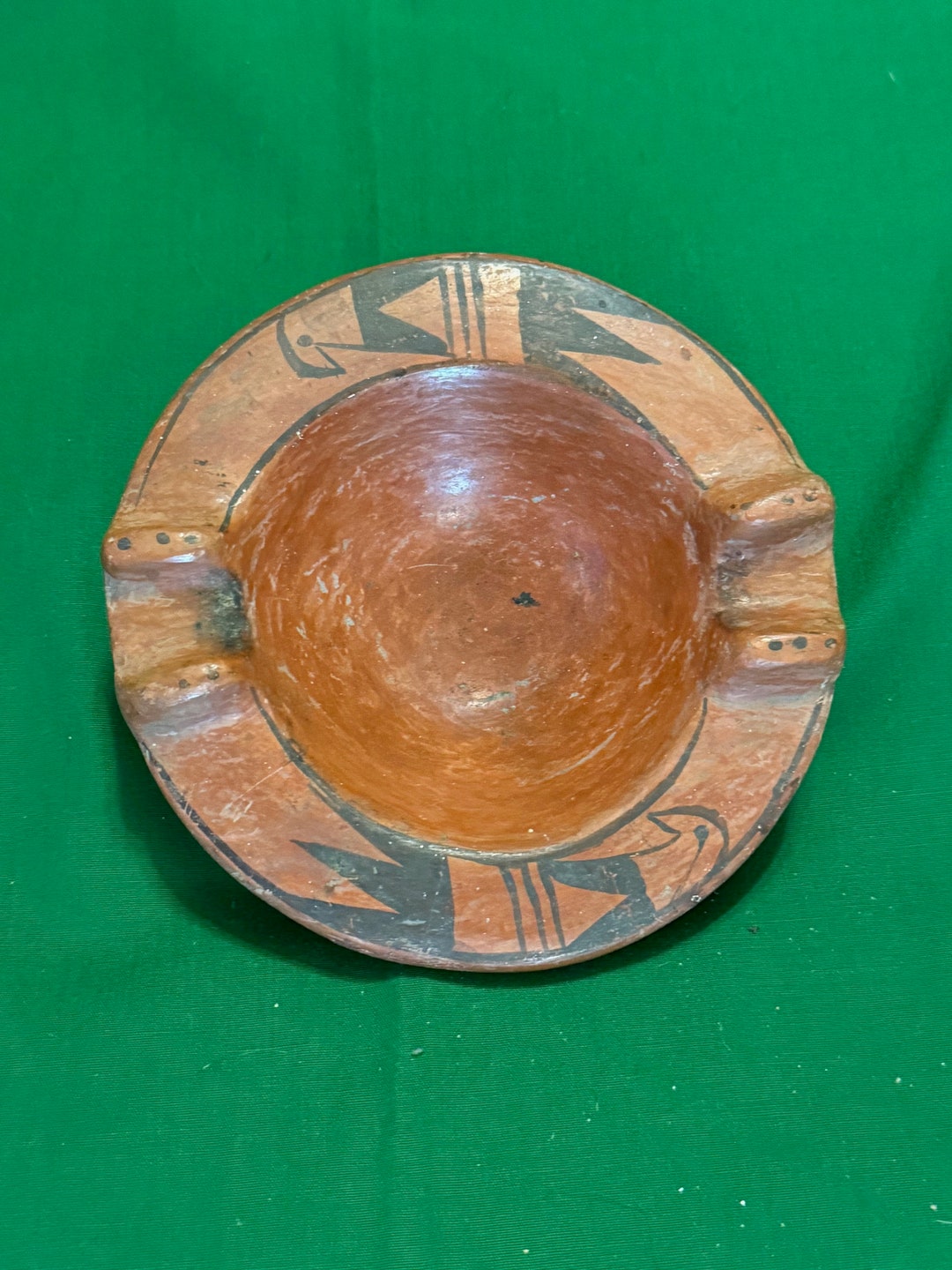 Vintage Native American Hopi Pueblo Sichomovi Black-on-red Ashtray With ...