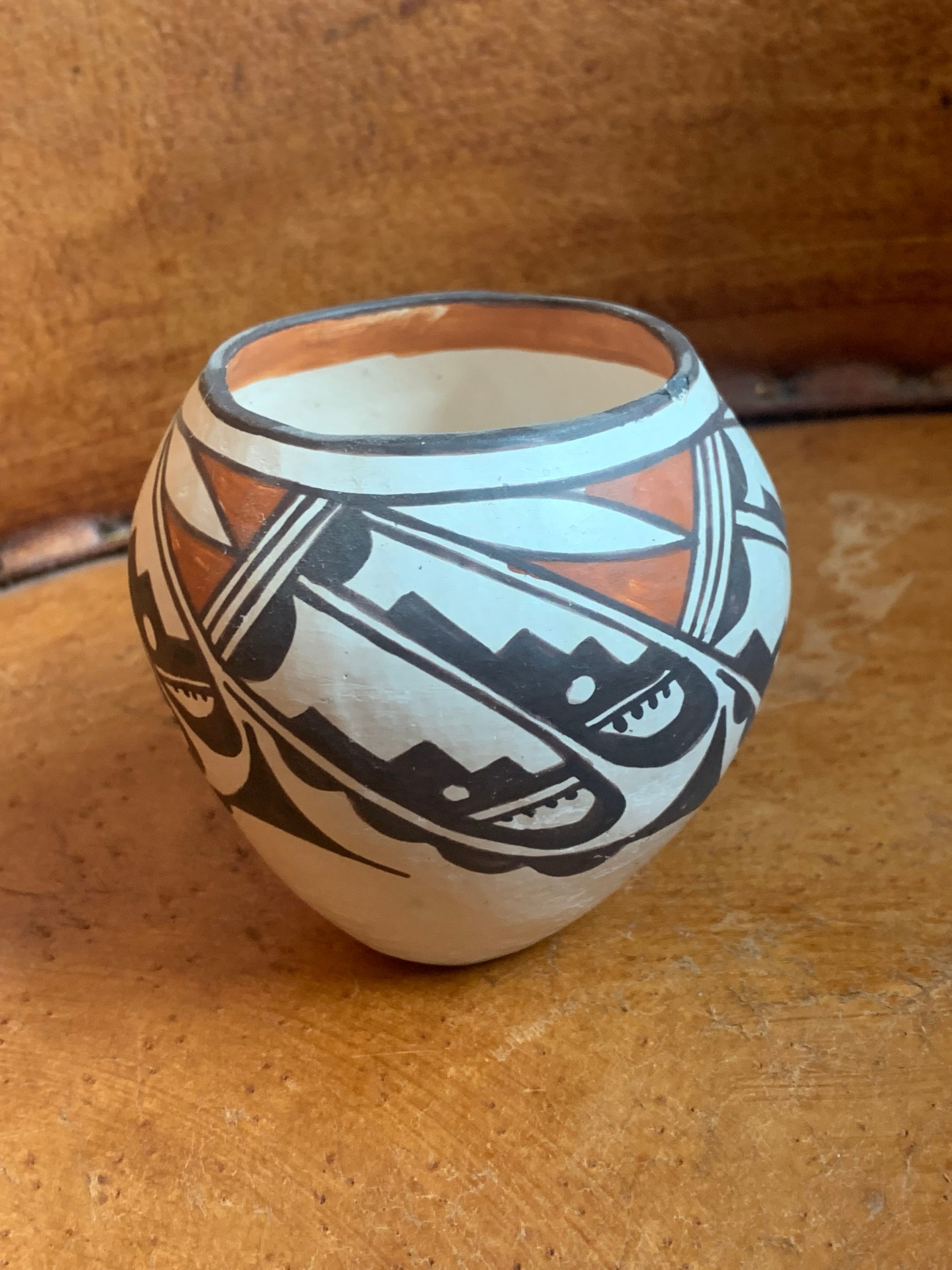 Native American Acoma Pueblo Polychrome Vessel Pot by Lowden - Feather ...
