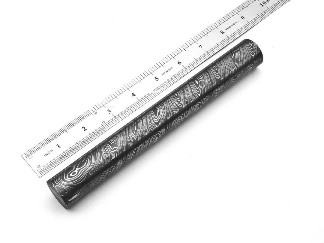 Handmade Damascus Steel Round Rod: Jewelry Making Metalwork (200x23mm ...