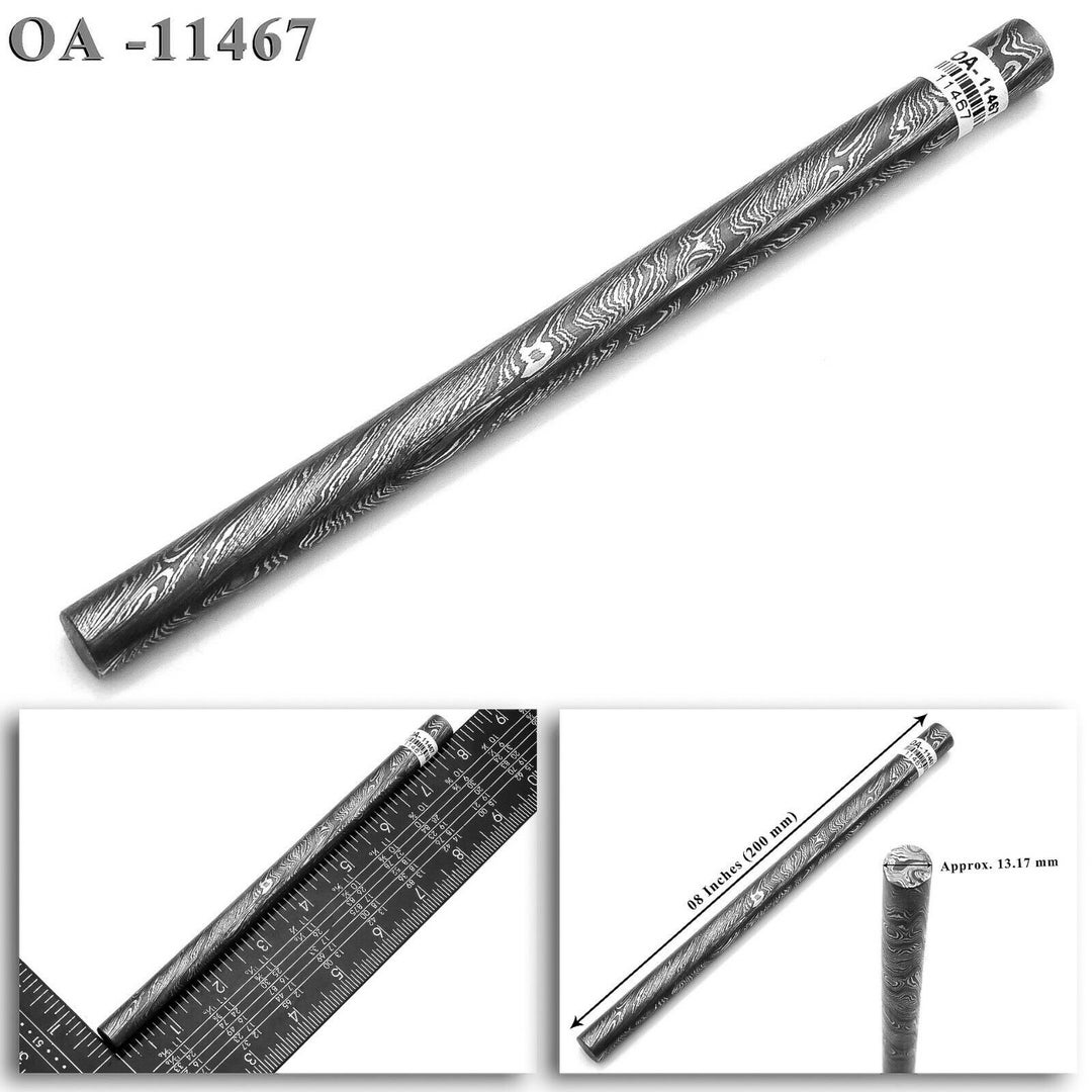 Azzuro Design Damascus Steel ROUND SLIM ROD Jewellery Making Metal Work ...