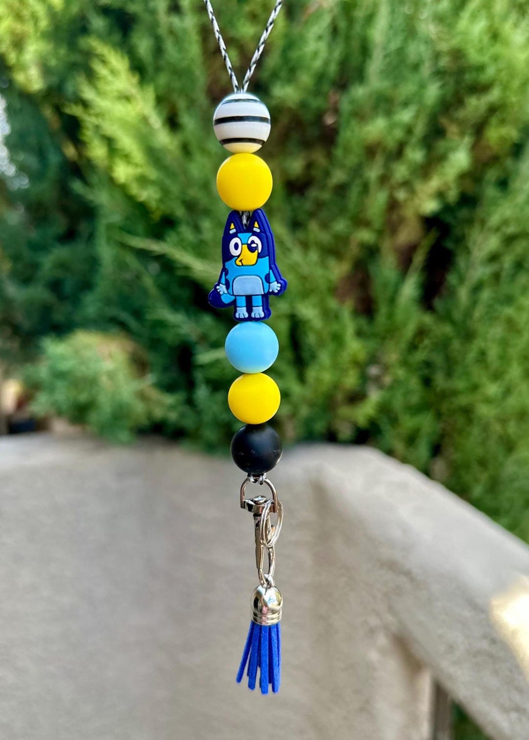 Bluey Lanyard: Silicone Beads, Breakaway Clasp, Tassel, Key Ring ...