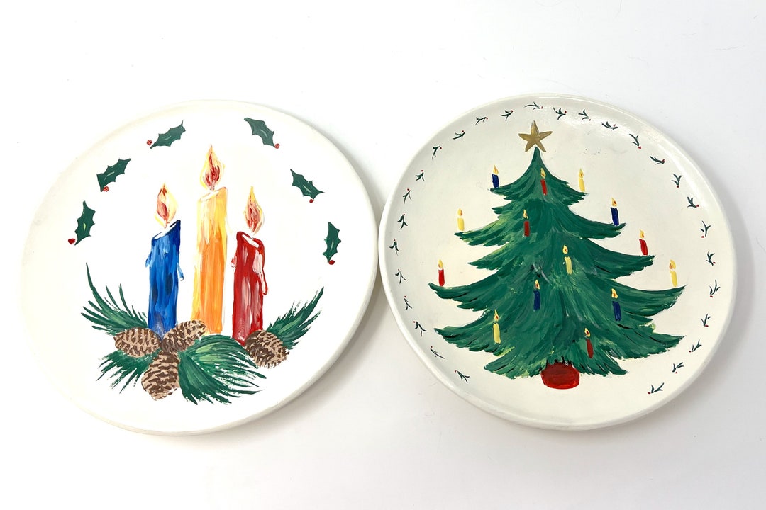 Vintage 1950s Christmas Plates: Hand-painted Jamar Mallory Studio ...