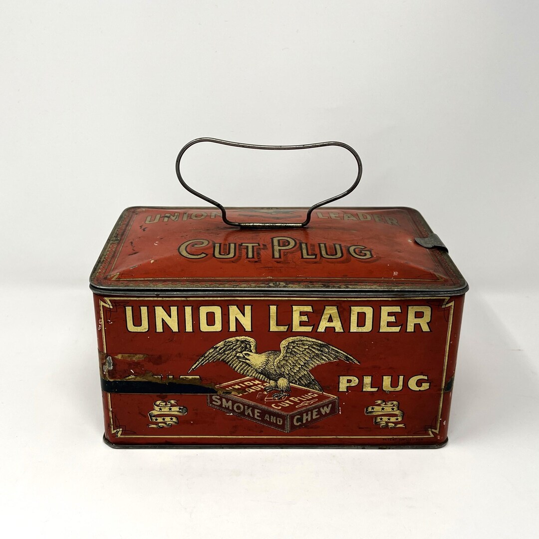 Antique Union Leader Cut Plug Tin Cigar Box / Lunchbox - Etsy
