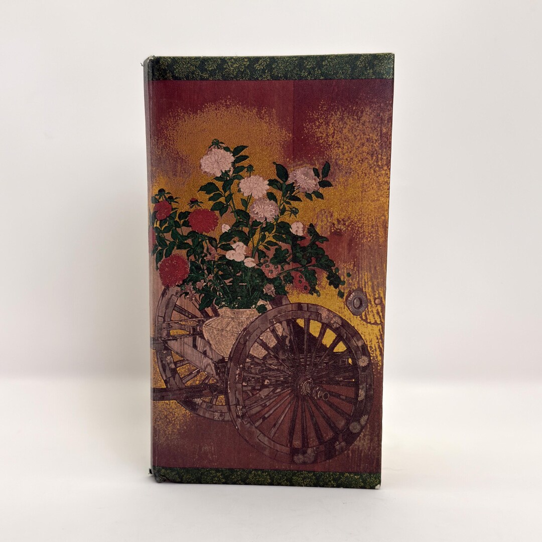 Gold Leaf Japanese Address Book, Vintage 1980s Flip, Floral Cart, Red ...
