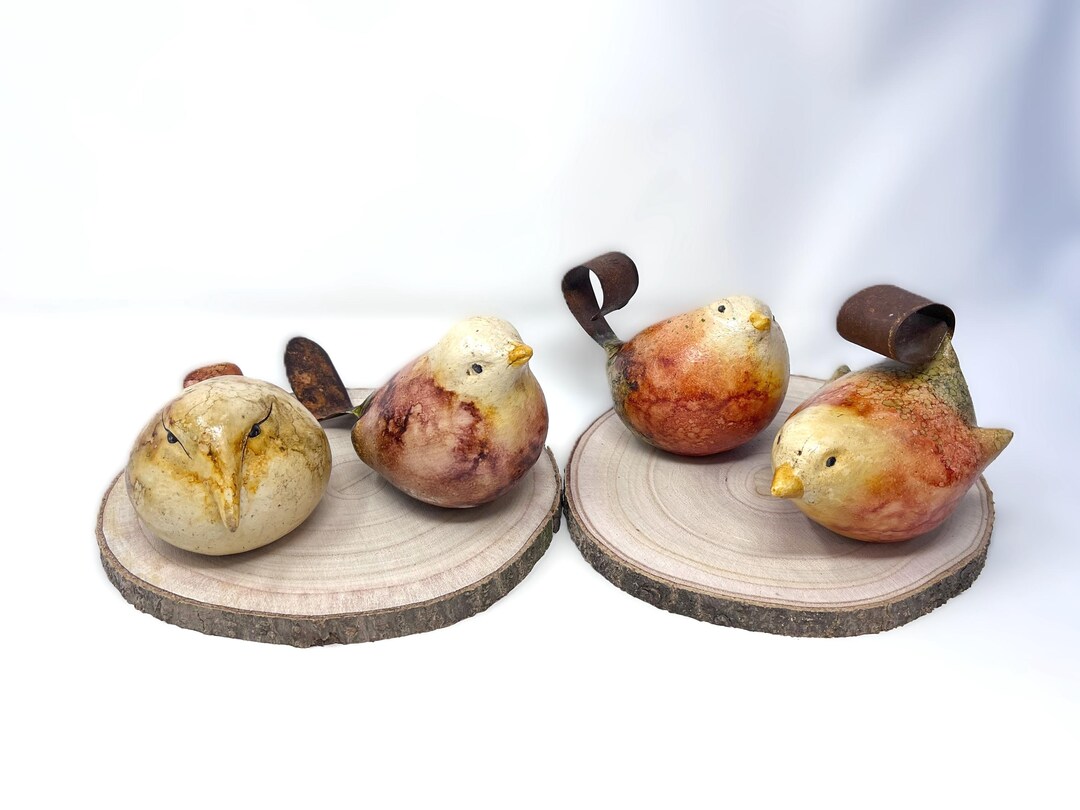 Knox and Harrison Cecille Bird Figurines: Set of 4 Mexican Red Clay - Etsy