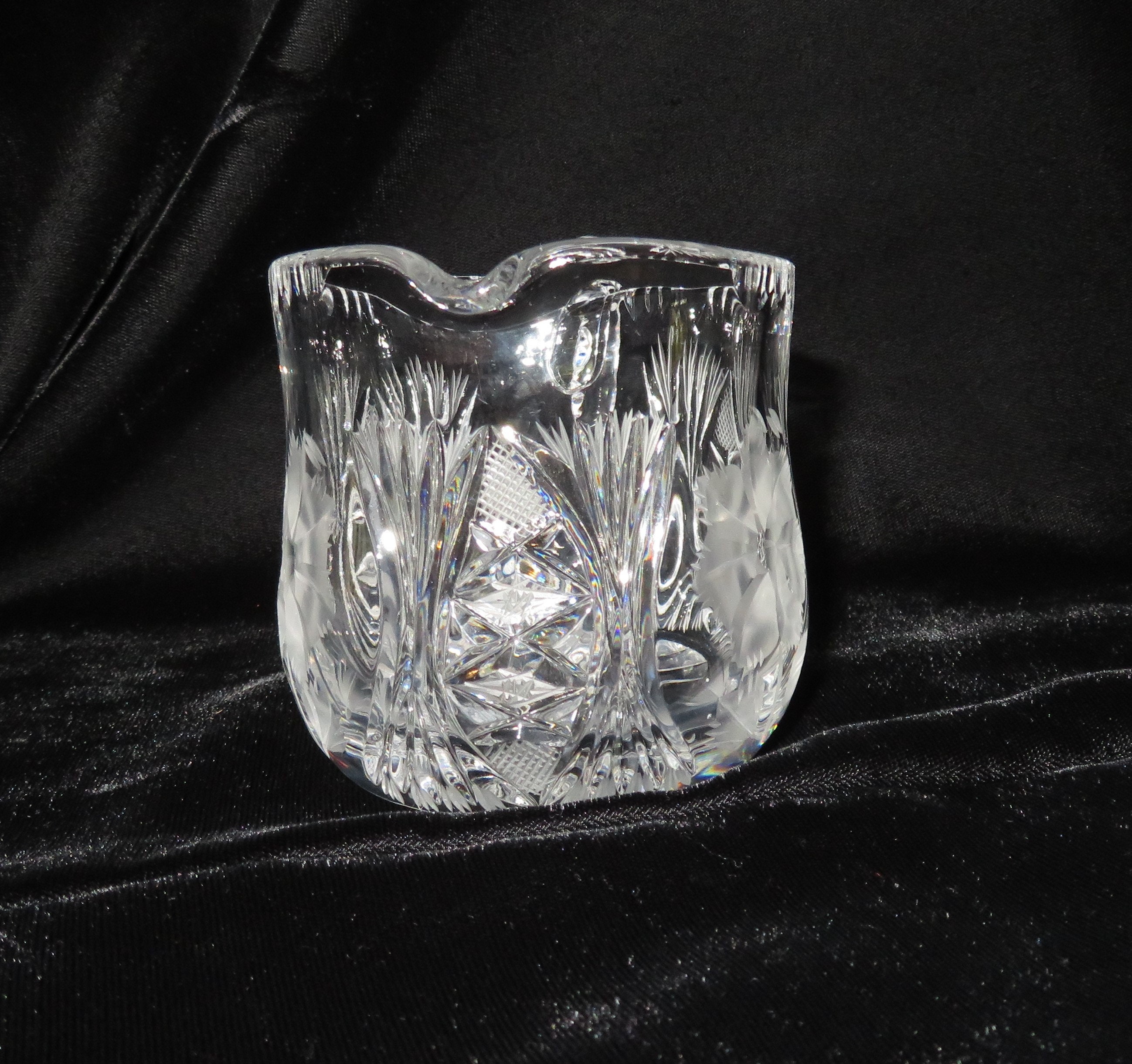 Vintage Etched Crystal Creamer Great Weight Quality - Etsy