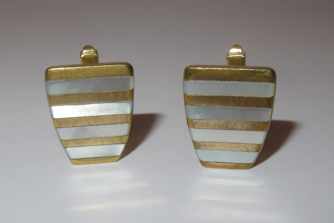 Vintage Mother of Pearl, and Gold Tone, Cuff Links, Stunning Set ...