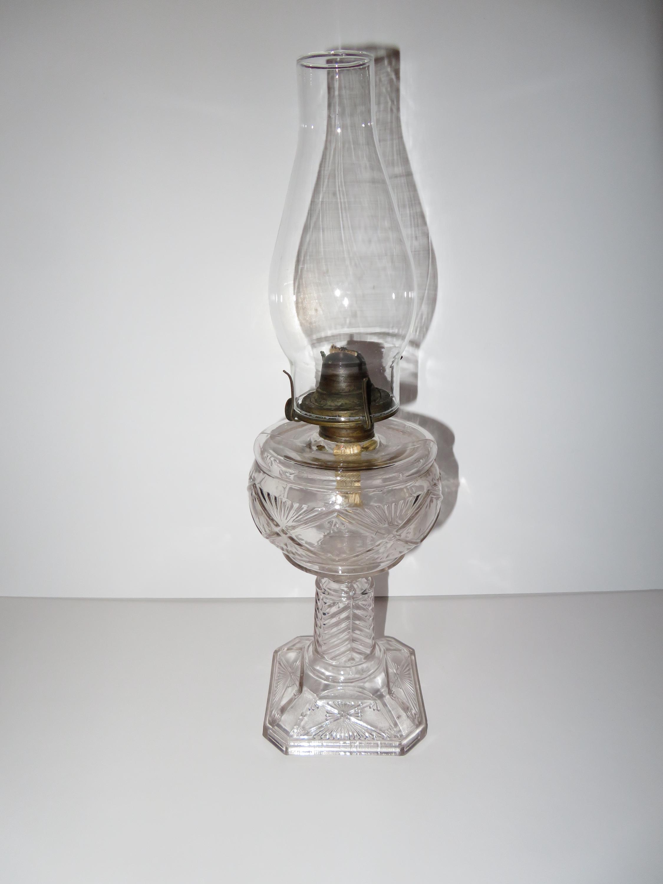 Antique Delicate Pressed Glass Oil Lantern With Slight Purple Tinge ...