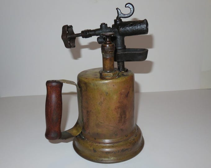 Antique Vintage Copper Brass Blow Torch With Wooden Handle 100A - Etsy