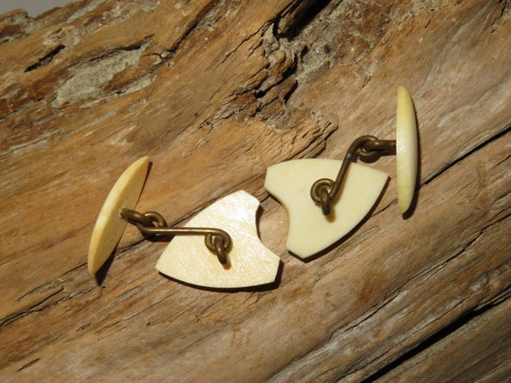 Vintage Bone Inuit Cufflinks , 1970s, Unique, Stunnin… - Gem