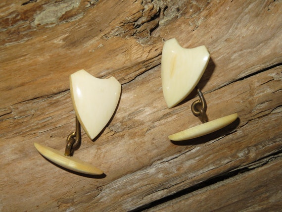 Vintage Bone Inuit Cufflinks , 1970s, Unique, Stunnin… - Gem