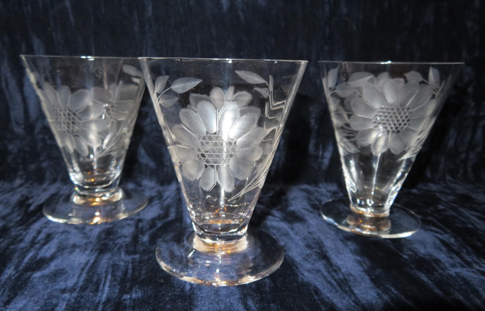 Vintage,3, W.J. Hughes Cornflower Crystal Pattern Parfait,juice,or ...