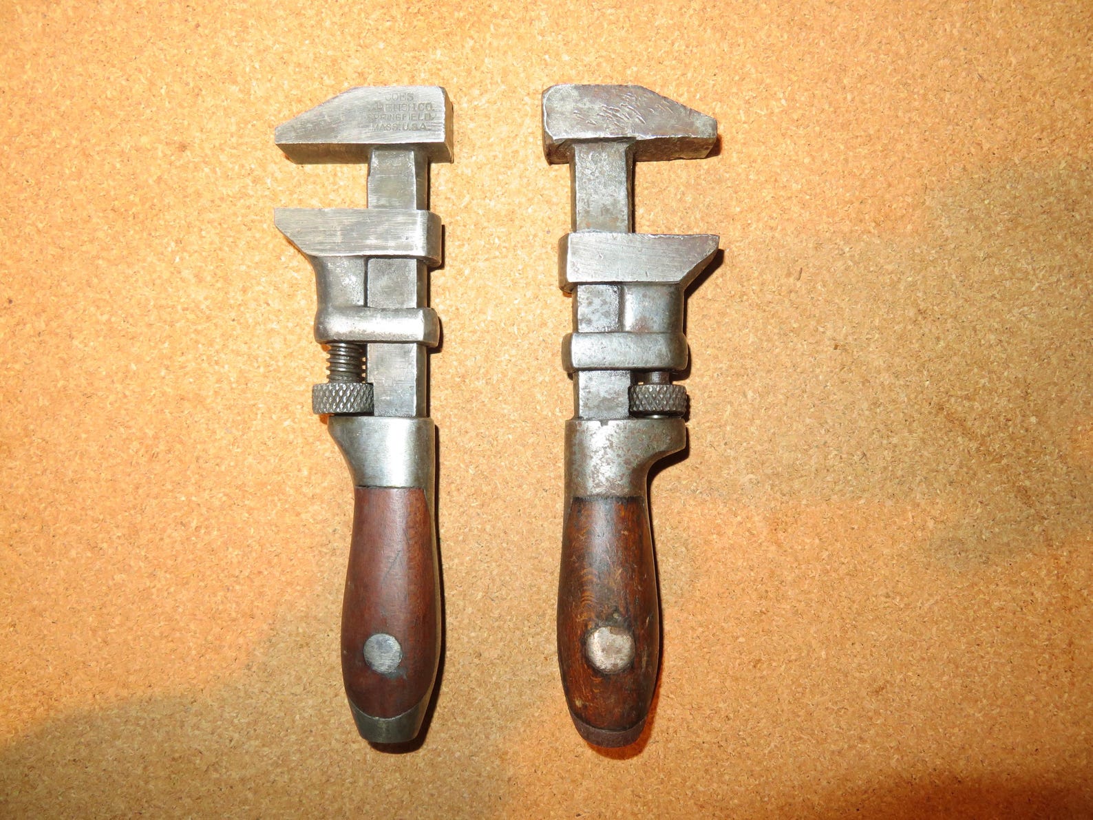 Antique Square Edged Railroad Adjustable Monkey Wrenches, Wooden Handle ...