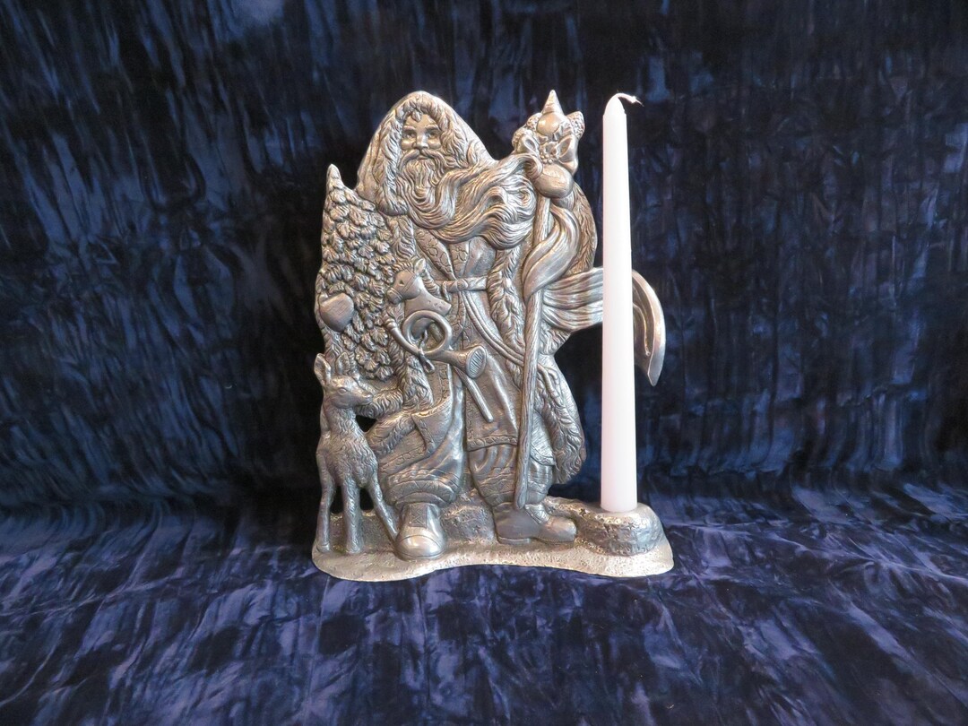 Vintage 1993 Carson Pewter, Old World Santa,with Candle Holder,holding ...