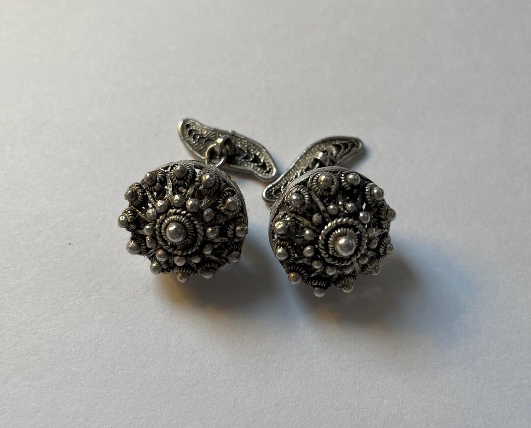 Vintage, Ornate, Circular Cuff Links, With Filigree Toggle, Original ...