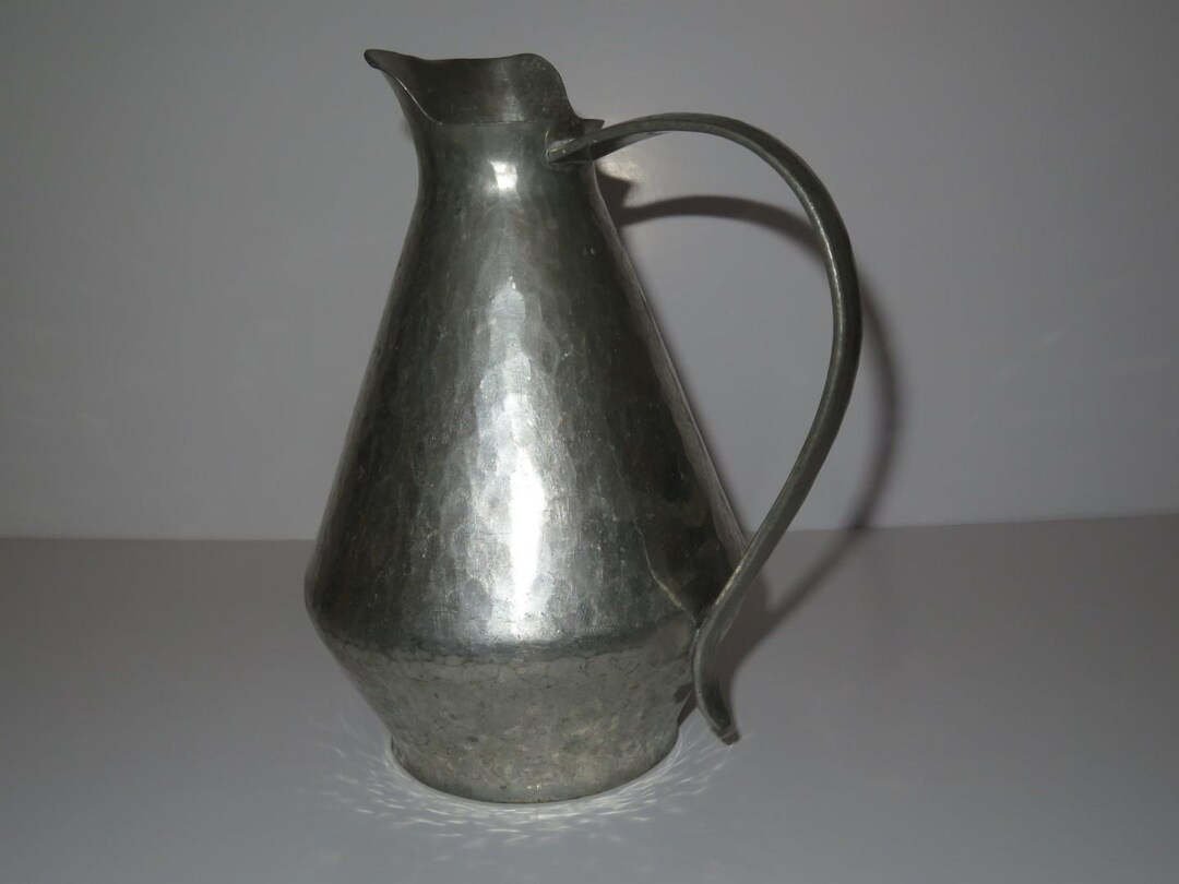 Vintage Hammered Pewter Jug, 8 5/8” Tall, Etain Fin, Unique, Gorgeous ...