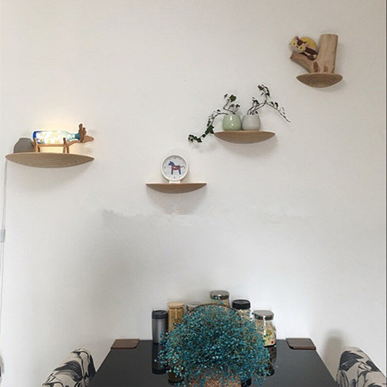 Modern Solid Wood Half Round Shelf Wooden Wall Decorative - Etsy