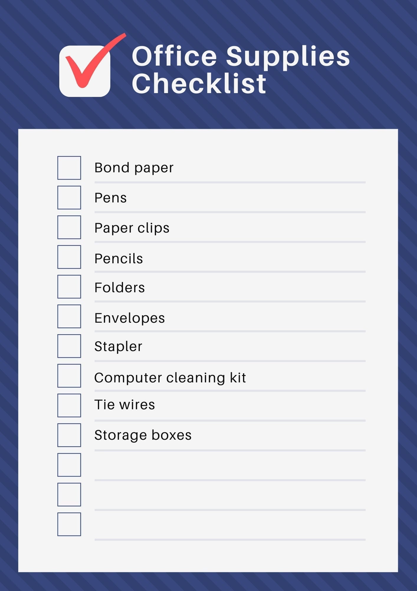 Office Supplies Checklist