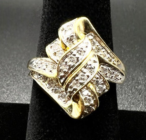 Vintage 10k Yellow Gold Diamond Love Knot Ribbon Ladi… - Gem