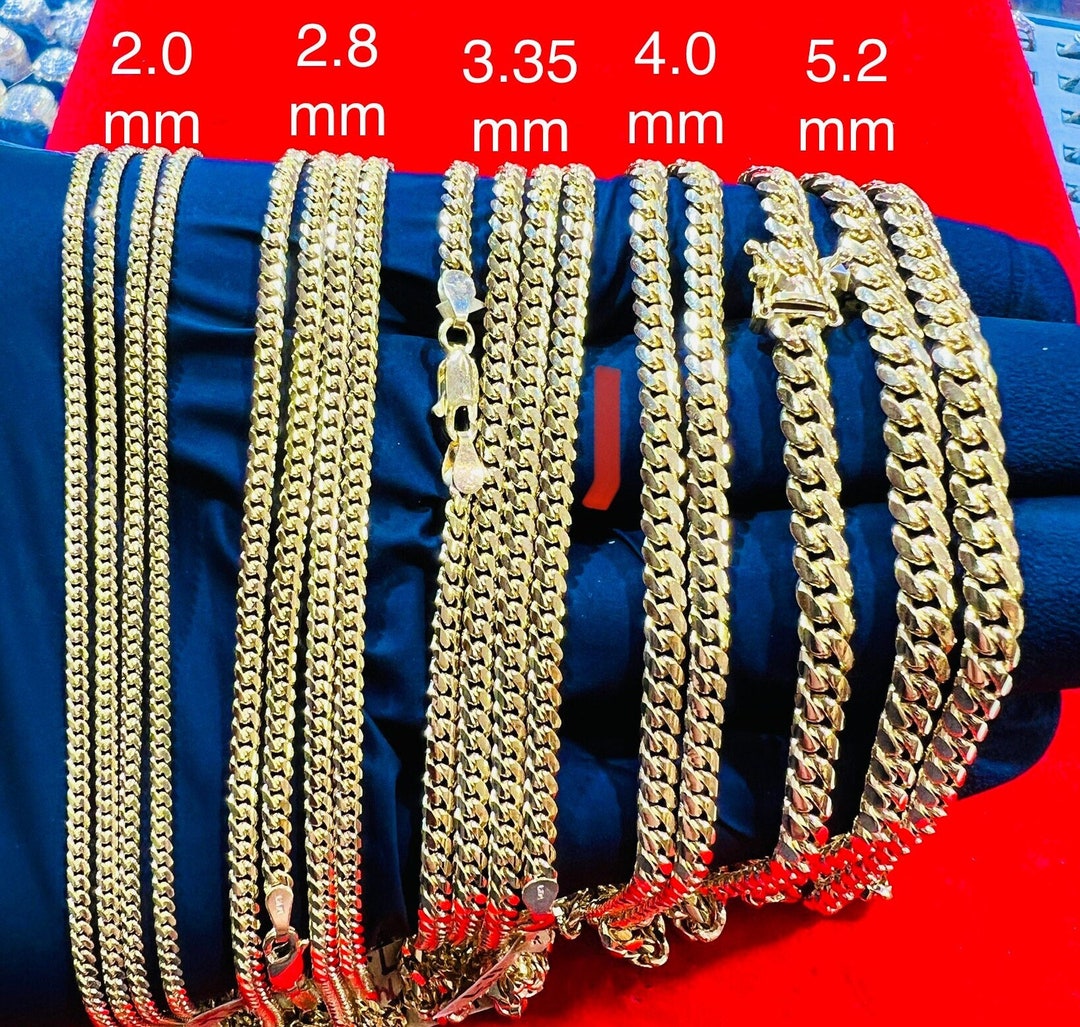 New 14k Gold Solid Miami Cuban Chains, Real Gold Chains, Chains for Men ...