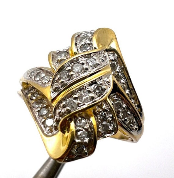 Vintage 10k Yellow Gold Diamond Love Knot Ribbon Ladi… - Gem