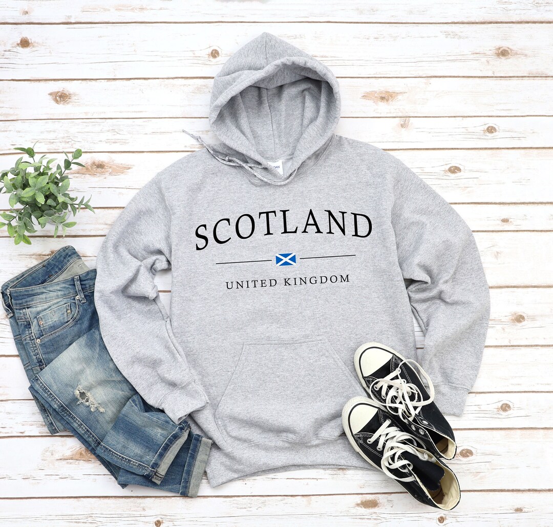 Scotland Hoodie, Center Flag Scotland Sweatshirt, Vacation Holiday ...