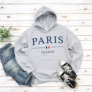 Paris Hoodie, Center Flag Paris Sweatshirt, Vacation Holiday Paris ...