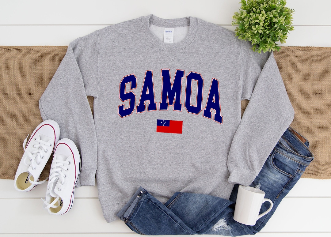 Samoa Sweatshirt, Cool Cozy Samoa Sweater, Samoa With Flag Crewneck - Etsy