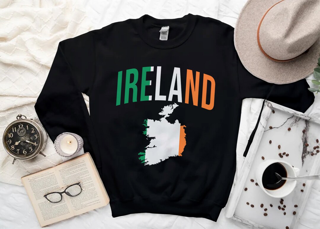 Ireland Sweatshirt, Cool Cozy Irish Sweater, Ireland Crewneck With Map ...