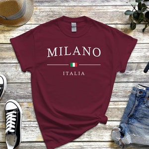 Milano Shirt, Center Flag Milano Tshirt, Vacation Holiday Milano Italia ...