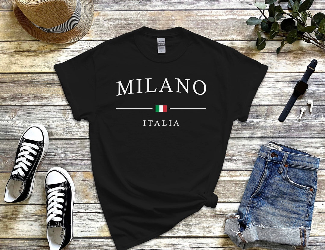 Milano Shirt, Center Flag Milano Tshirt, Vacation Holiday Milano Italia ...