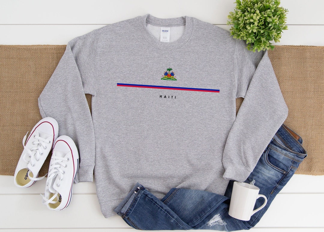 Haiti Sweatshirt, Country Logo With Flag Sweater, Coat of Arms of Haiti ...