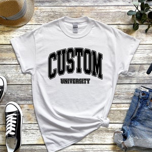 Custom Shirt, Personalize College Letter University, Overcurved Text ...