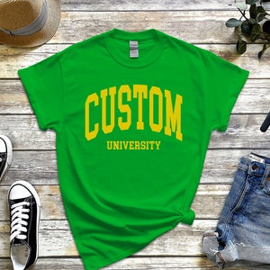 Custom Shirt, Personalize College Letter University, Overcurved Text ...